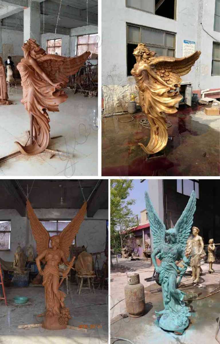 Life Size Bronze Angel with Torch Statue Factory Supply BOKK-853