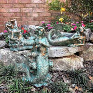 Life Size Bronze Mermaid Garden Statue Sitting on Rock Supplier BOKK ...