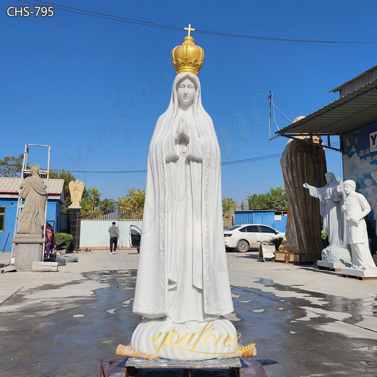 Marble Virgin Mary Statues with Crown for Sale-YouFine