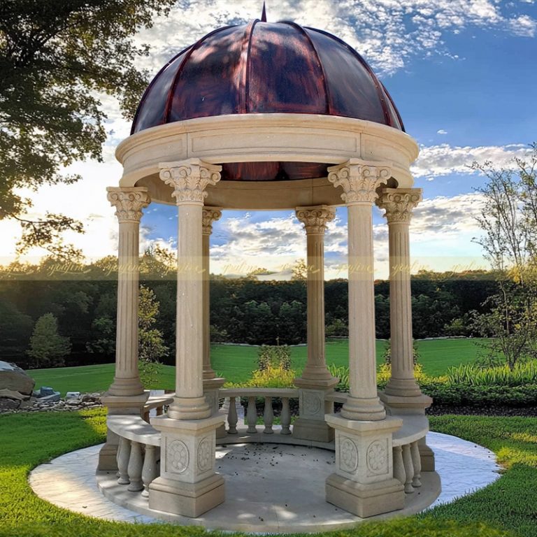 Beautiful Roman Style White Marble Columns Gazebo for Sale MOKK-555