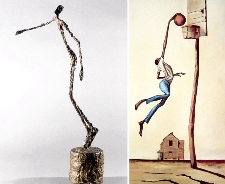 Life Size Giacometti Falling Man Bronze Sculpture Factory Supply BOKK-882