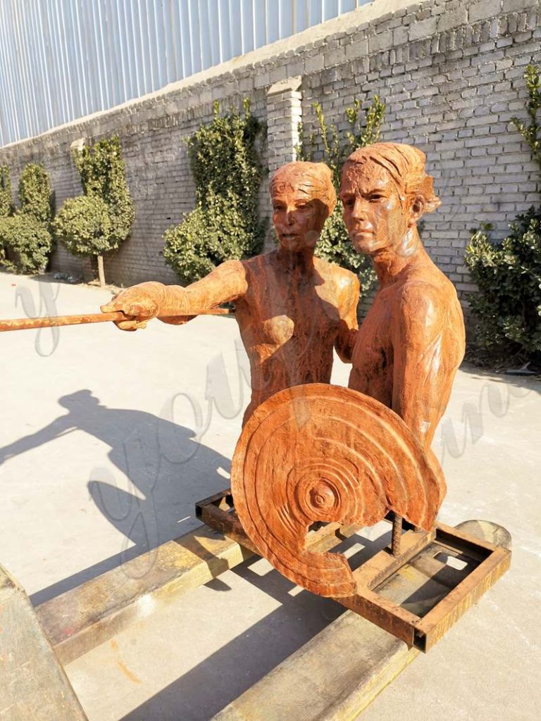 Custom Made Antique Bronze Man and Sword Statue for Sale BOKK-875