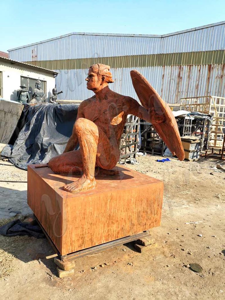 Custom Made Antique Bronze Man and Sword Statue for Sale BOKK-875