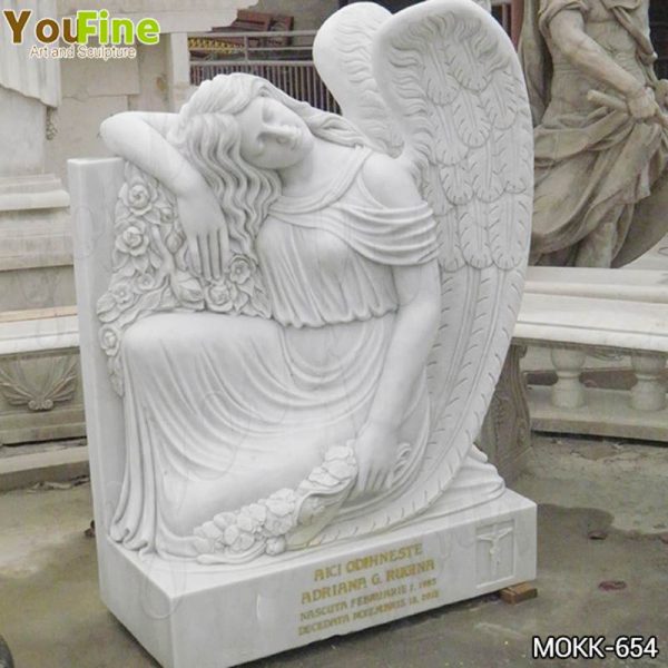 High Polished Marble Angel Statue Headstone for Grave MOKK-654