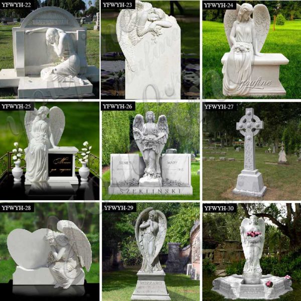 High Polished Marble Angel Statue Headstone for Grave MOKK-654