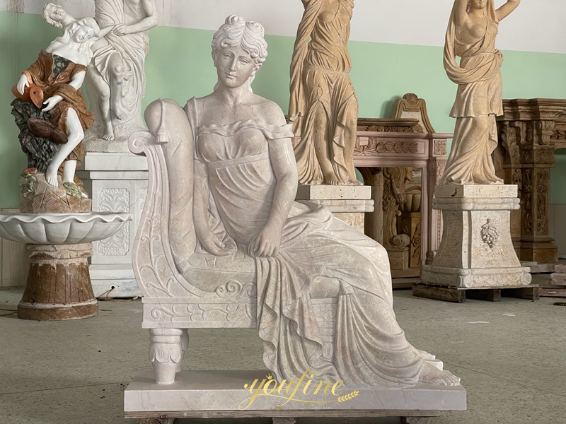 Paired Marble Sitting Woman Statues Outdoor Garden for Sale MOKK-842
