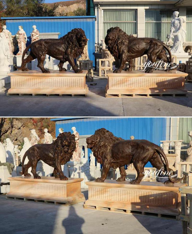 Large Bronze Lion Statues Outdoor Driveway for Sale BOKK-944