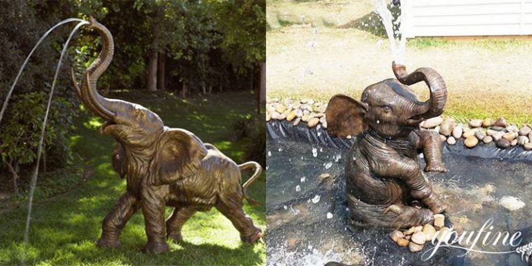 Bronze Outdoor Elephant Water Fountain Garden Art Decor BOK1-054