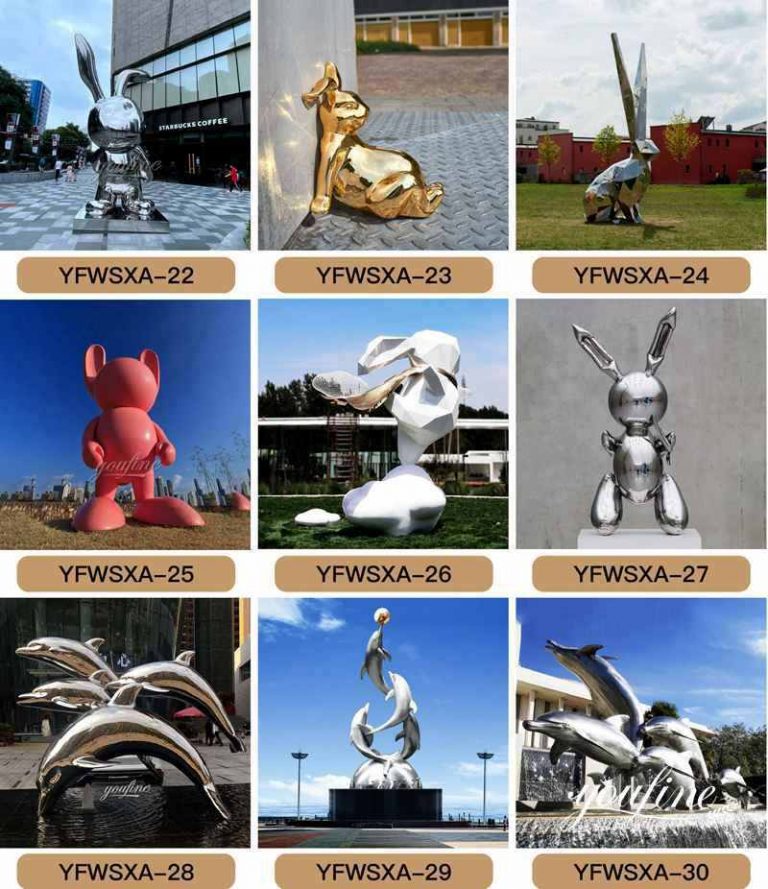 Outdoor Metal Sculptures Rabbit Statues for Yard Factory Supply CSS-545
