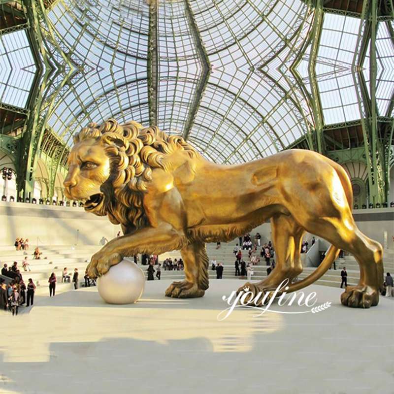 Bronze Large Gold Lion Statue Chanel Brand’s Spiritual Animal BOK1-118