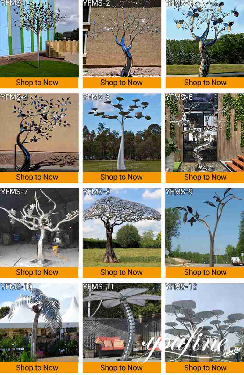 Large Free Standing Metal Tree Sculpture-YouFine