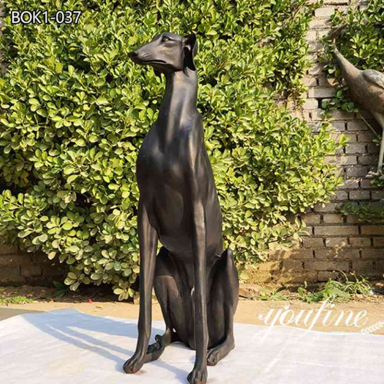 Life Size Bronze Whippet Statue Customized Garden Decor Supplier BOK1-037