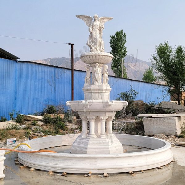 Large Tiered Marble Angel Fountain Garden Decor-YouFine
