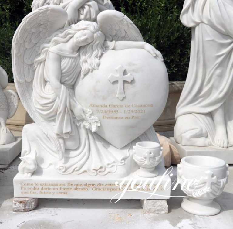 Marble Headstones With Angel Wings Hand Craft Graves Memorials MOKK-941 ...