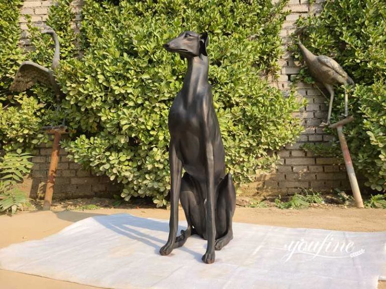Life Size Bronze Whippet Statue Customized Garden Decor Supplier BOK1-037
