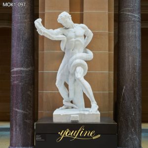 Life Size Athlete Wrestling with a Python Replica Marble Statue