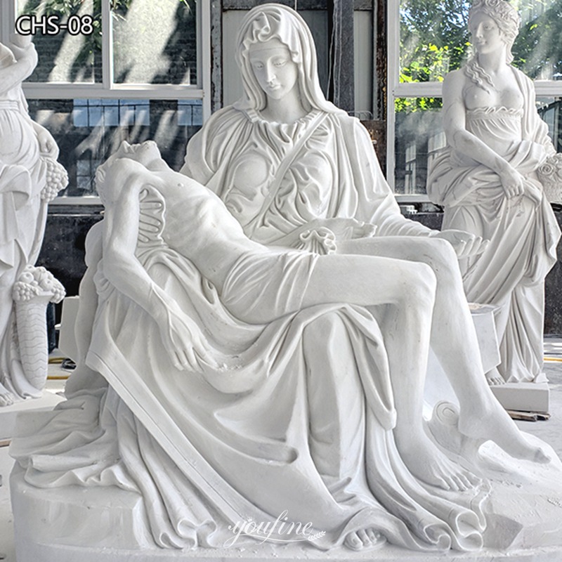 Pieta Garden Statue wite Flower Base for Church Decor