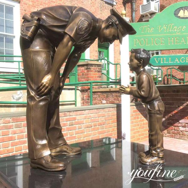 Bronze Military Police Officers Statue with Child Memorial Gift for ...