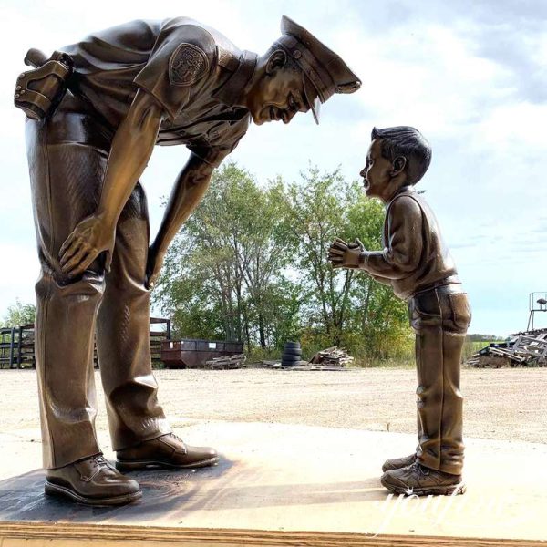 Bronze Military Police Officers Statue with Child Memorial Gift for ...