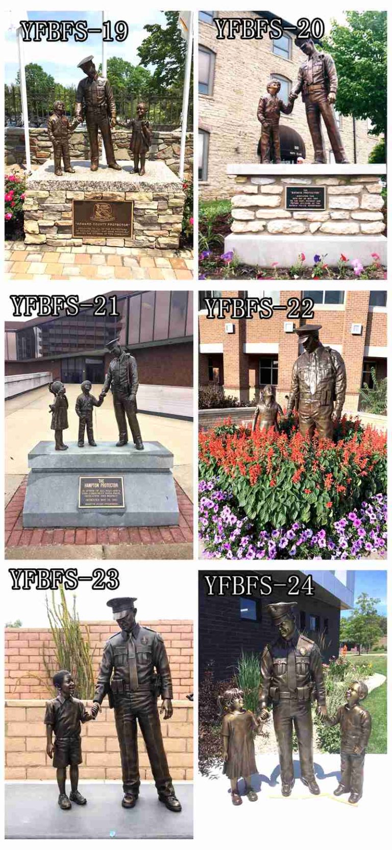 Bronze Military Police Officers Statue with Child Memorial Gift for ...