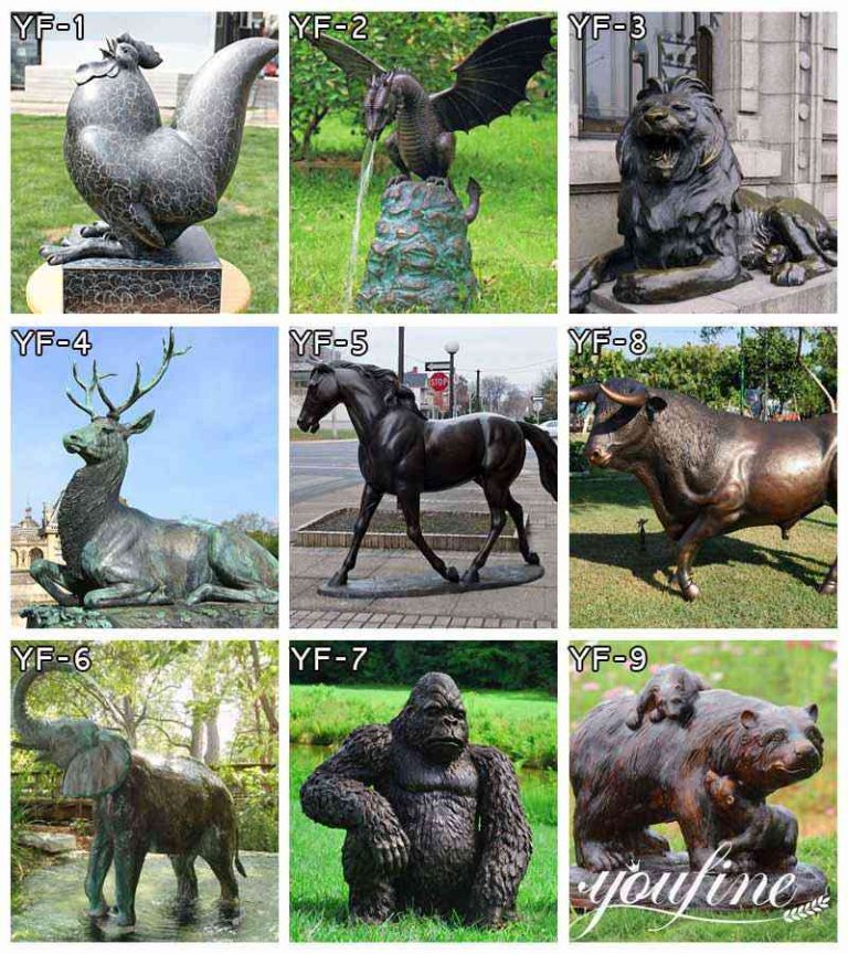 Life-size Group Bronze Animal Statues Mr Fox Art for the Garden ...