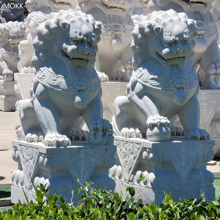 Large Outdoor Marble Guardian Lion Foo Dog Statues for Sale