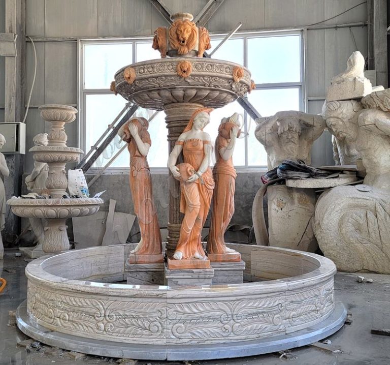 Sunset Red Marble Woman Fountain