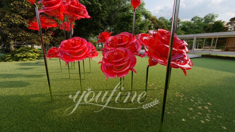 Large Metal Flower Sculpture Red Garden Decor for Sale CSS-849 - YouFine