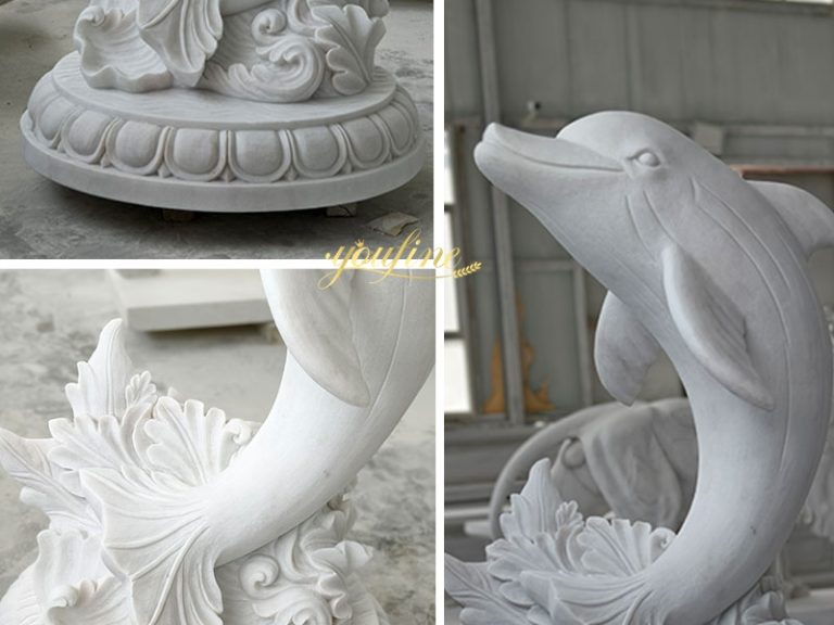Outdoor Marble Dolphin Statue Pool Decoration for Sale