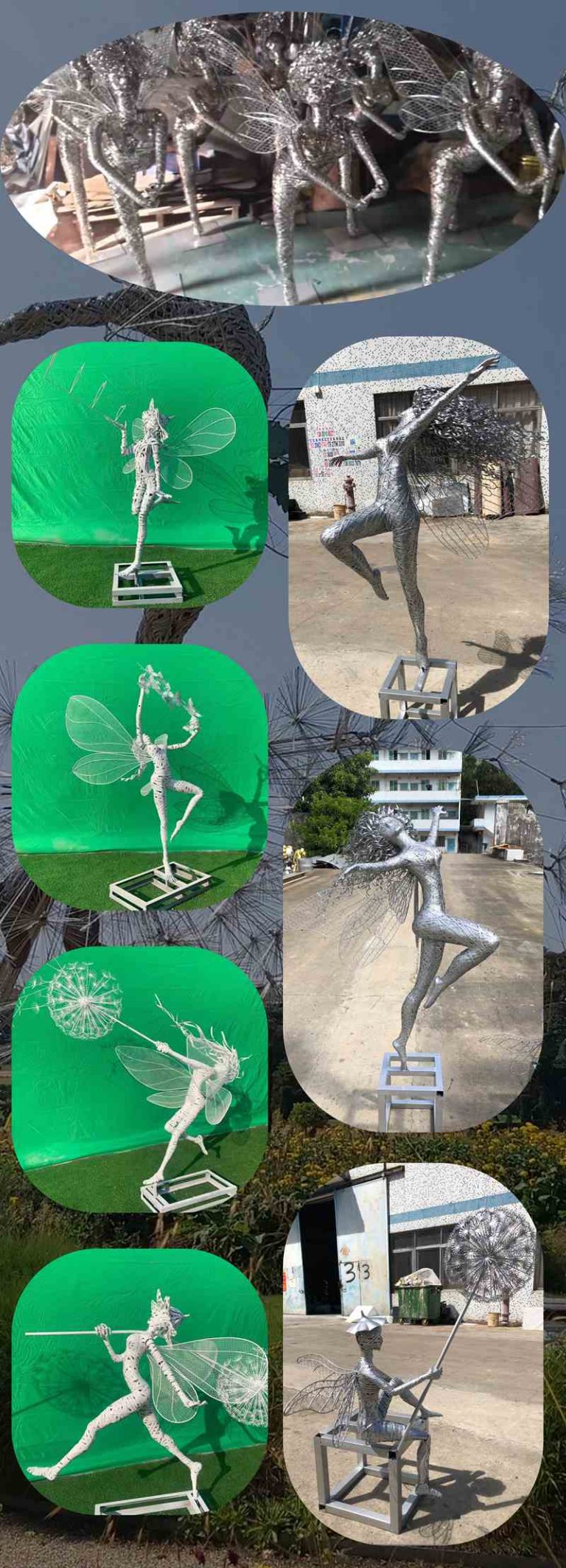 Wire Stainless Steel Fairy and Dandelion Garden Sculpture CSS-735 - YouFine