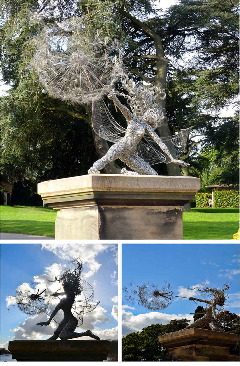 Wire Stainless Steel Fairy and Dandelion Garden Sculpture CSS-735 - YouFine