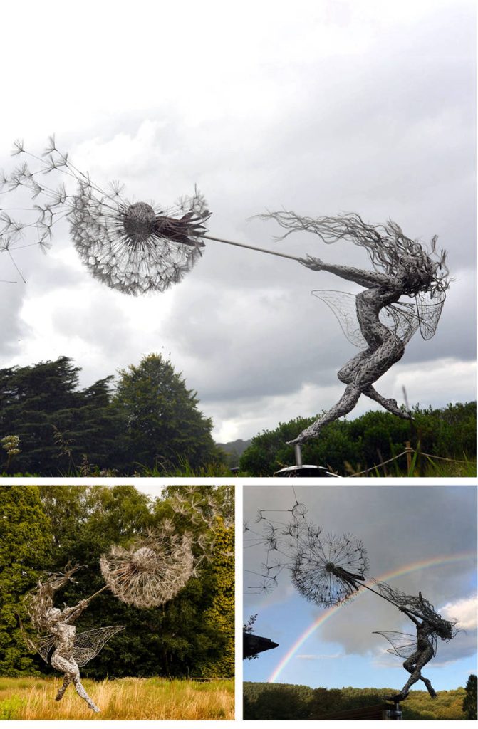 Stainless Steel Wire Dandelion Fairy Garden Sculpture -YouFine