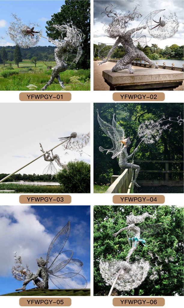 Stainless Steel Wire Dandelion Fairy Garden Sculpture -YouFine