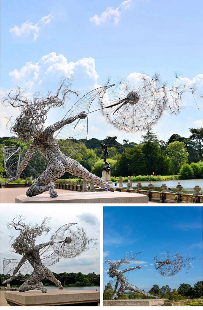 Stainless Steel Wire Dandelion Fairy Garden Sculpture -YouFine