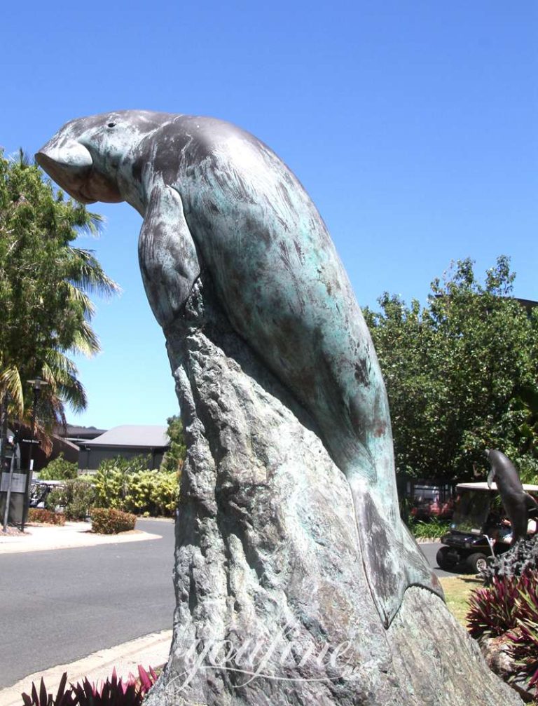 Large Bronze Dugong Marine Animal Statue Beach Decor BOK1-404