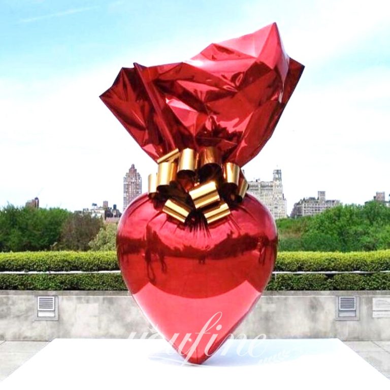 Valentine’s Day Red Metal Love Heart Sculpture Art