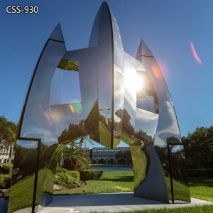 Polished Modern Stainless Steel Rocket Sculpture Public Architecture ...