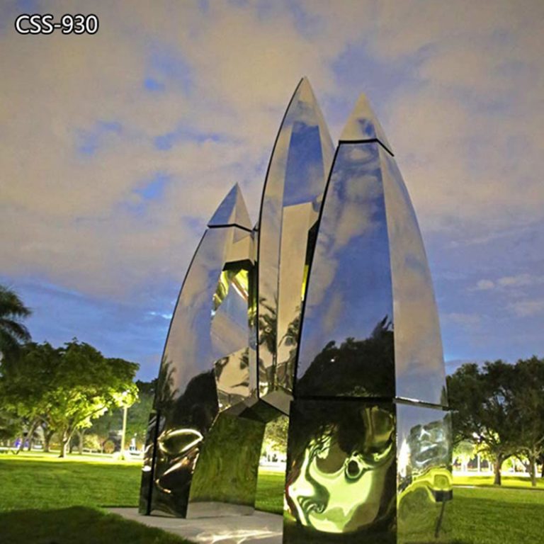 Polished Modern Stainless Steel Rocket Sculpture Public Architecture ...