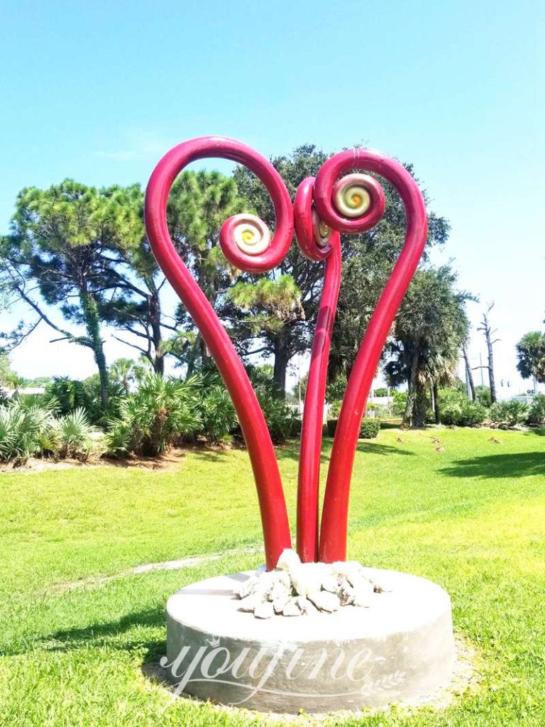 Valentine’s Day Red Metal Love Heart Sculpture Art