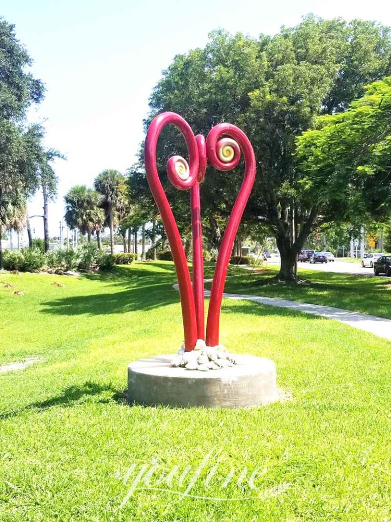 Valentine’s Day Red Metal Love Heart Sculpture Art