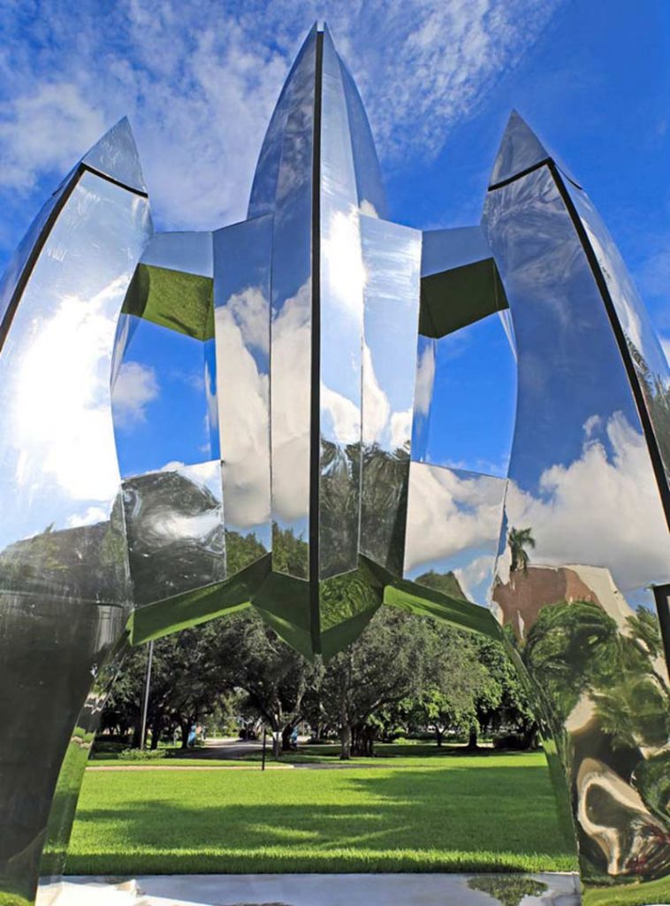 Polished Modern Stainless Steel Rocket Sculpture Public Architecture ...
