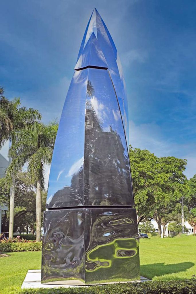Polished Modern Stainless Steel Rocket Sculpture Public Architecture ...