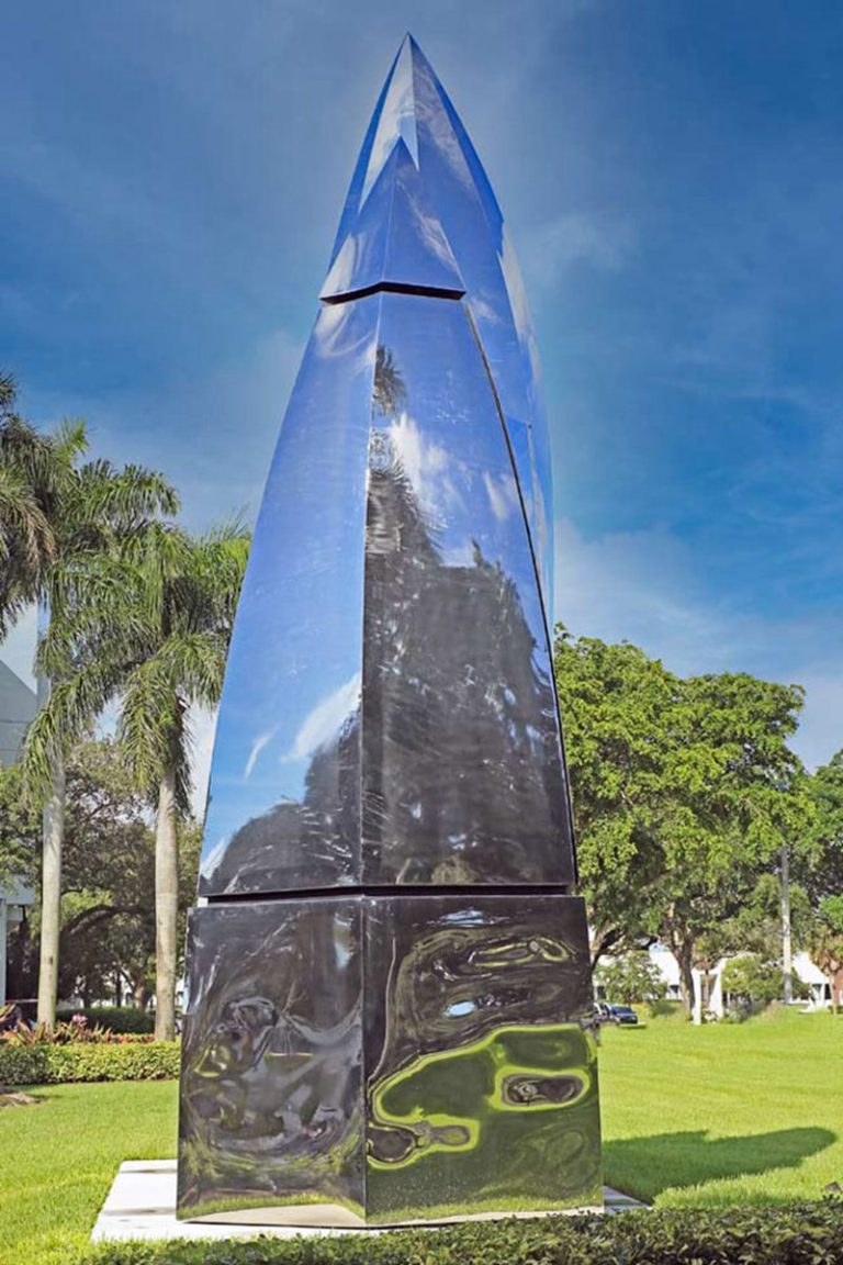 Polished Modern Stainless Steel Rocket Sculpture Public Architecture ...
