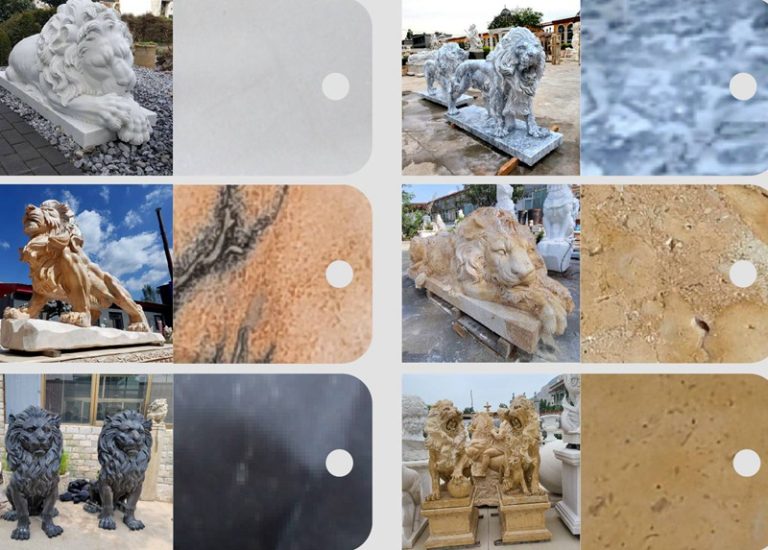 Large Sunred Marble Lion Sculpture for Driveway MOK1-071