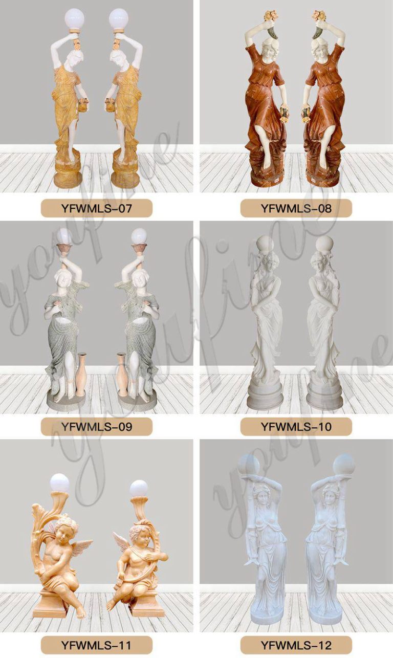Greek Style Marble Female Lamp Statue for Outdoor MOK1-070 - YouFine ...