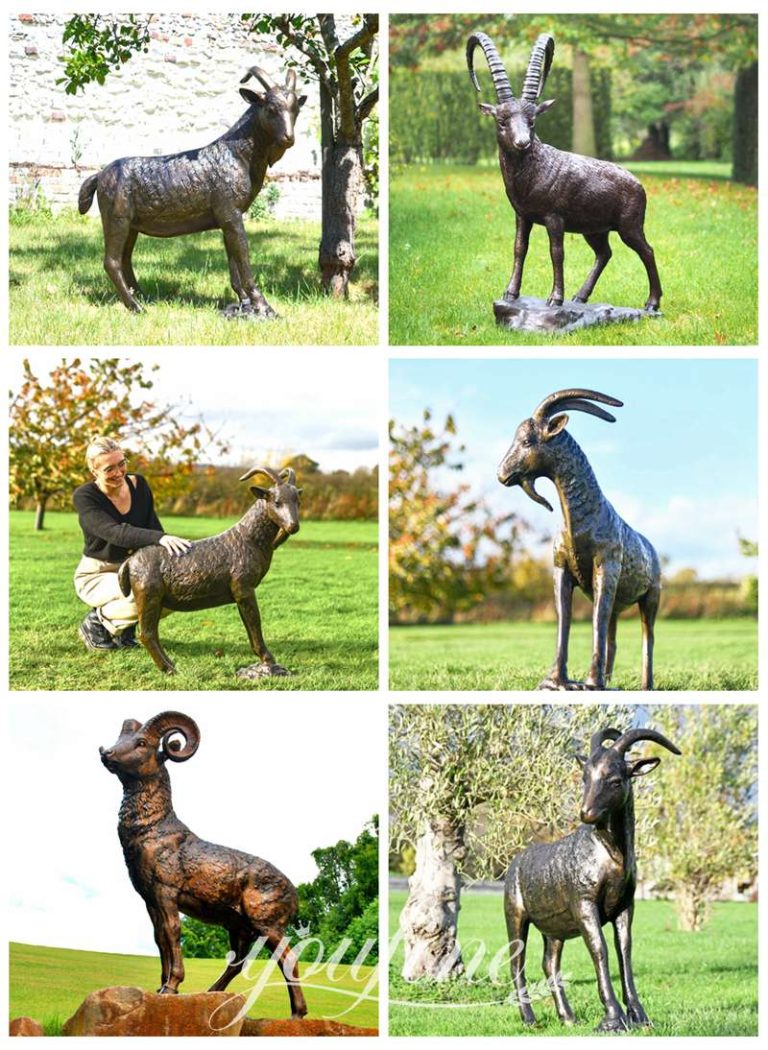 Large Bronze Goat Statue Outdoor Yard Art for Sale BOK1-402