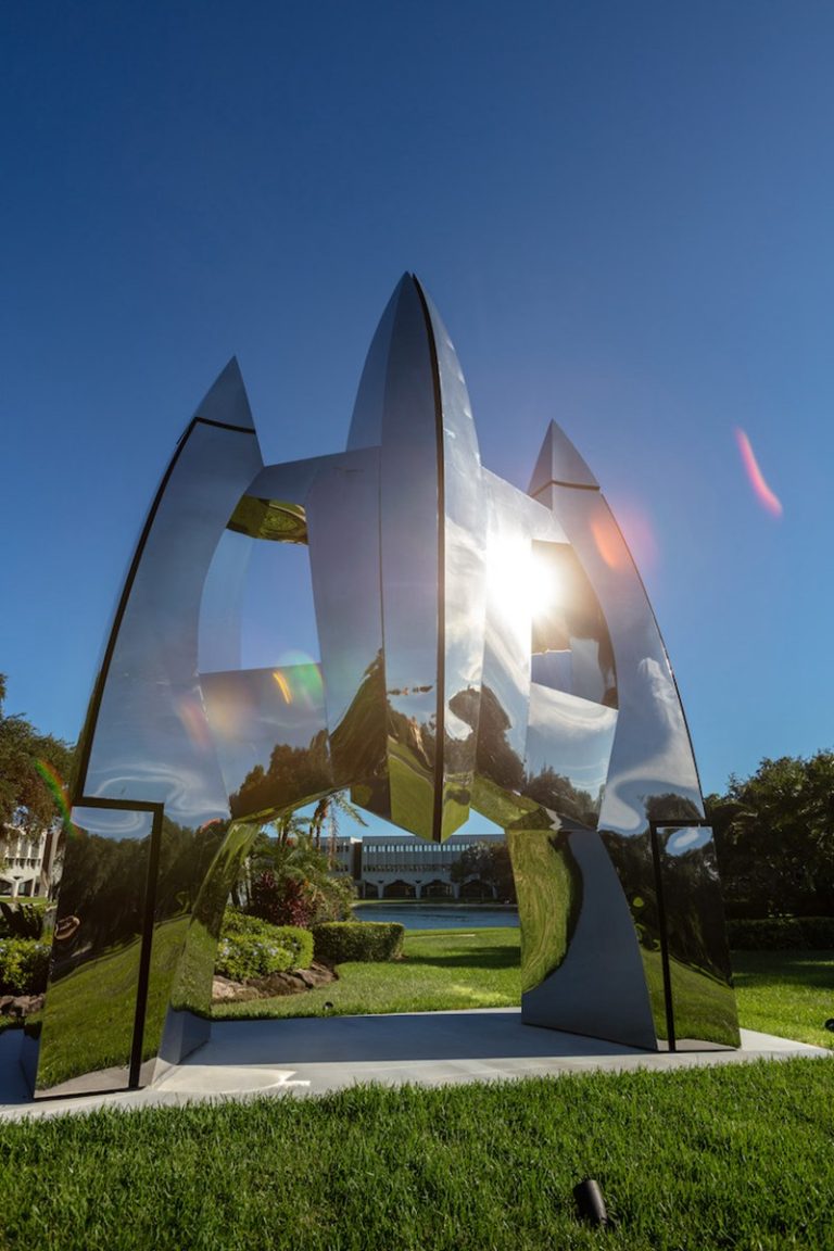 Polished Modern Stainless Steel Rocket Sculpture Public Architecture ...