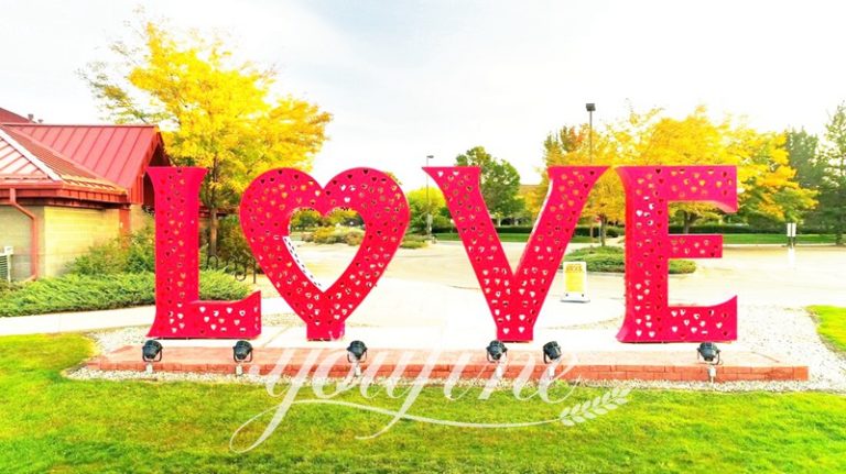 Valentine’s Day Red Metal Love Heart Sculpture Art- YouFine