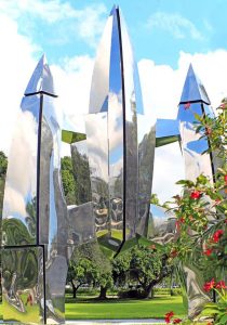 Polished Modern Stainless Steel Rocket Sculpture Public Architecture ...