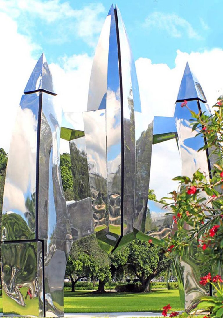 Polished Modern Stainless Steel Rocket Sculpture Public Architecture ...